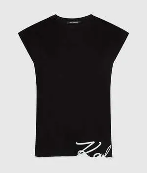 Karl Lagerfeld Signature Embroidery Tank Top - Black