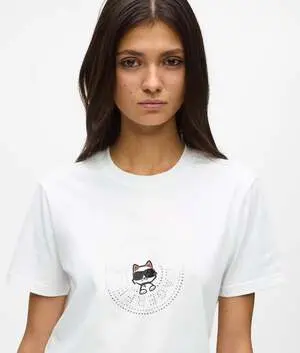 Karl Lagerfeld Ikon Circle Logo Organic Cotton T-shirt - White