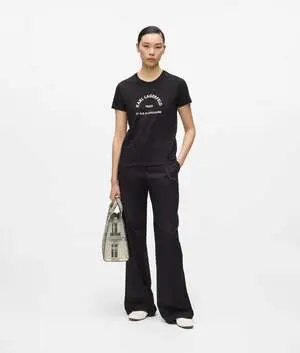 Karl Lagerfeld Slim-fit Rue St-guillaume Glitter T-shirt - Black