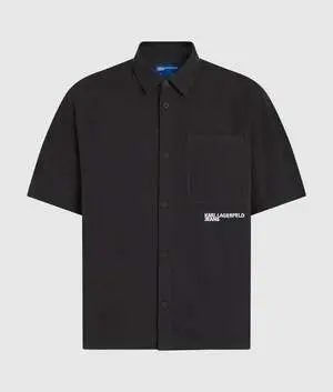 KL JEANS Short-sleeved Crinkled Shirt - Black