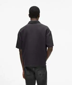 KL JEANS Short-sleeved Crinkled Shirt - Black