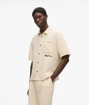 KL JEANS Short-sleeved Crinkled Shirt - Whitecap Grey