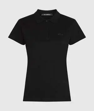 Karl Lagerfeld Slim Fit Organic Cotton Piqué Polo Shirt - Black