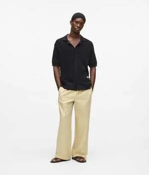 KL JEANS Jeans Linen Blend Wide-leg Trousers - Pale Khaki