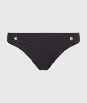 Karl Lagerfeld Gold Button Bikini Bottoms - Black