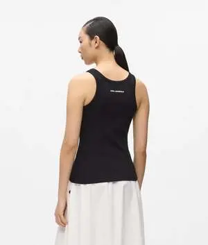 Karl Lagerfeld Ikon Ribbed Tank Top - Black