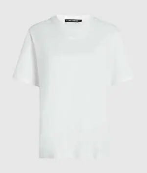 Karl Lagerfeld Organic Cotton T-shirt With Tonal Embroidery - White