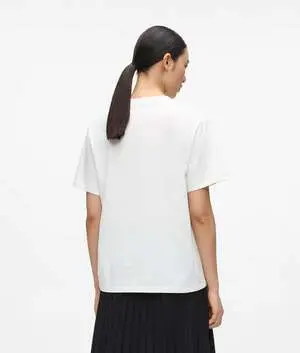 Karl Lagerfeld Organic Cotton T-shirt With Tonal Embroidery - White