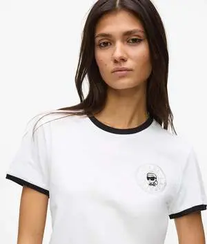 Karl Lagerfeld Ikon Small Circle Logo T-shirt - White/black