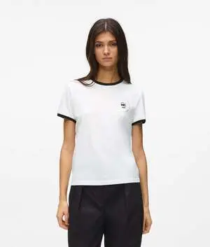 Karl Lagerfeld Ikon Small Circle Logo T-shirt - White/black