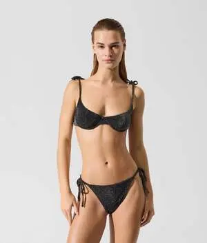 Karl Lagerfeld Signature Tanga Bikini Bottoms - Black