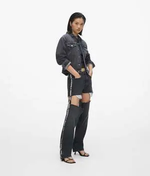 KL JEANS Jeans High-rise Cut-out Straight Jeans - Washed Black
