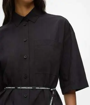 KL JEANS Short-sleeved Shirt With Tie Waist - Black