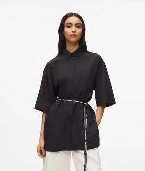 KL JEANS Short-sleeved Shirt With Tie Waist - Black