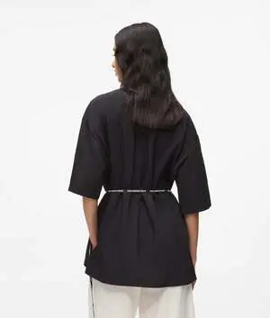 KL JEANS Jeans Short-sleeve Tie Waist Shirt - Black