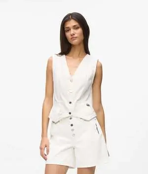 Karl Lagerfeld Ikon" White Denim Waistcoat - Pristine