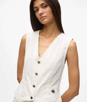 Karl Lagerfeld Ikon" White Denim Waistcoat