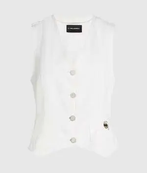 Karl Lagerfeld Ikon" White Denim Waistcoat