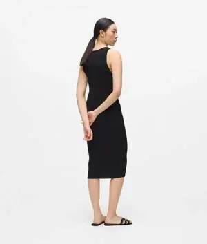 Karl Lagerfeld Sleeveless Logo Trim Knit Dress - Black/white