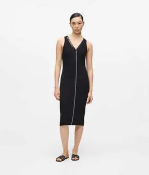 Karl Lagerfeld Sleeveless Logo Trim Knit Dress - Black/white