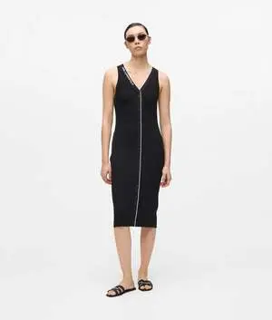 Karl Lagerfeld Sleeveless Logo Trim Knit Dress - Black/white