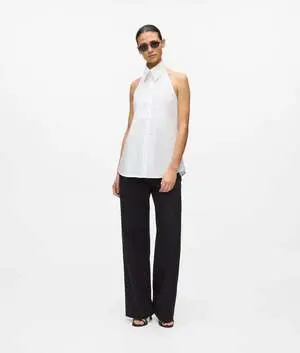 Karl Lagerfeld Organic Cotton Halterneck Tie Back Sleeveless Shirt