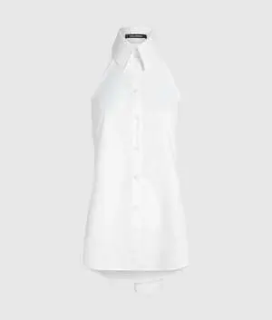 Karl Lagerfeld Organic Cotton Halterneck Tie Back Sleeveless Shirt