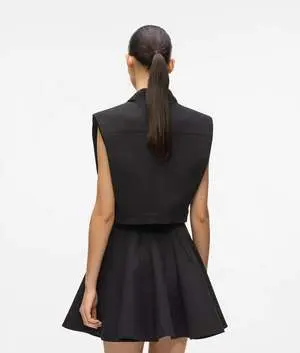 Karl Lagerfeld Cropped Gilet With Gold Button Detail