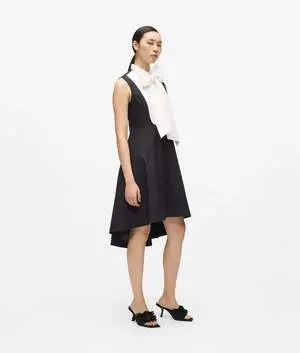 Karl Lagerfeld Sleeveless Shirt Dress With Oversized Bow Detail - White/black