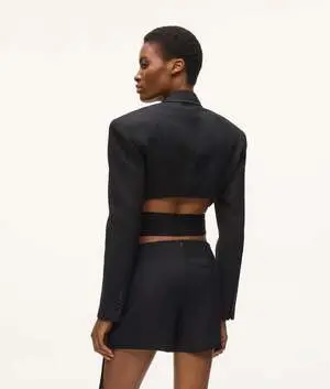Karl Lagerfeld Cropped Wrap Blazer With D-ring Belt