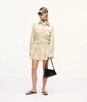KL JEANS Jeans Satin A-line Mini Skirt - Champagne