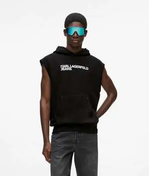 KL JEANS Jeans Sleeveless Logo Hoodie - Black