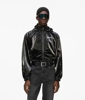 KL JEANS Jeans Shiny Hooded Bomber Jacket - Black