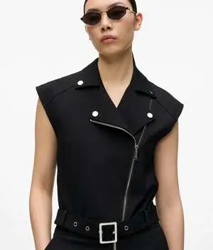 Karl Lagerfeld Sleeveless Jersey Biker Sweatshirt