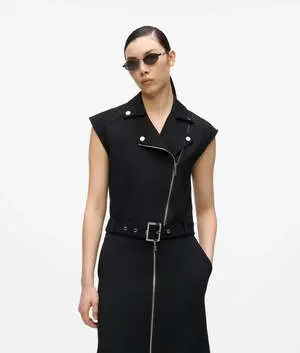 Karl Lagerfeld Sleeveless Jersey Biker Sweatshirt - Black