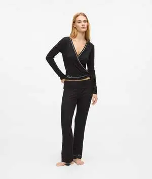 Karl Lagerfeld Signature Loungewear Flared Pants - Black