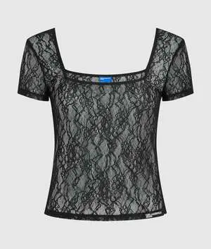KL JEANS Jeans Fitted Lace Cap Sleeve Top