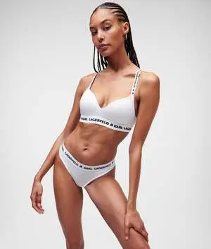 Karl Lagerfeld Logo Padded Bra - White