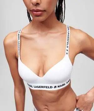 Karl Lagerfeld Logo Padded Bra - White
