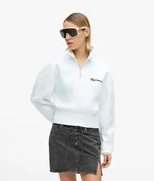 KL JEANS Jeans Half-zip Cropped Sweatshirt - White