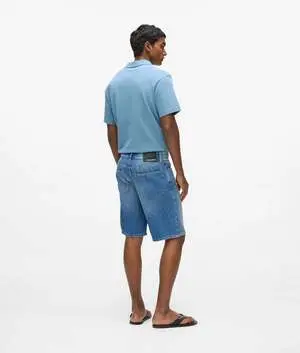 Karl Lagerfeld Straight Denim Shorts - Washed Light Blue