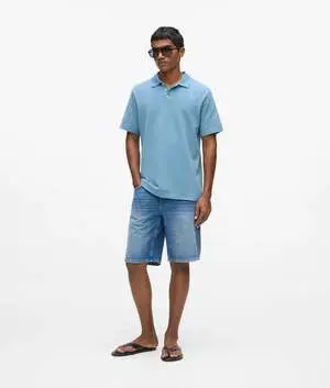 Karl Lagerfeld Straight Denim Shorts - Washed Light Blue