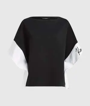 Karl Lagerfeld Wide Sleeve Top With Embroidered Logo