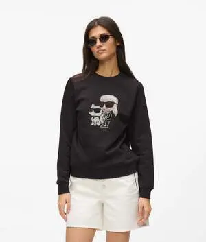 Karl Lagerfeld Ikon Rhinestone Karl & Choupette Sweatshirt