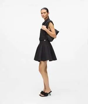 Karl Lagerfeld Flared Mini Skirt With Pleats And Logo Charm
