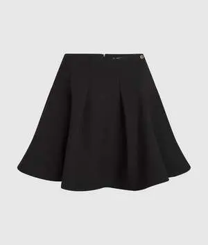 Karl Lagerfeld Flared Mini Skirt With Pleats And Logo Charm