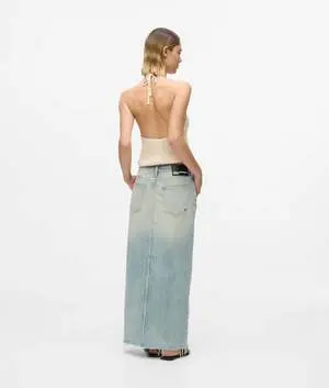 KL JEANS Distressed Denim Maxi Skirt