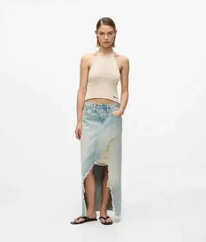 KL JEANS Distressed Denim Maxi Skirt