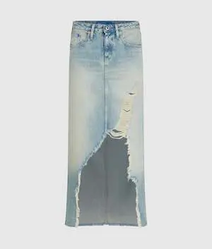 KL JEANS Distressed Denim Maxi Skirt