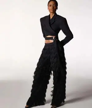 Karl Lagerfeld Wide-leg Fringed Pants